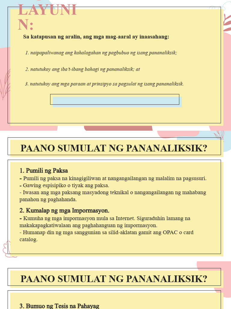 Paano Sumulat Ng Pananaliksik 1 | PDF