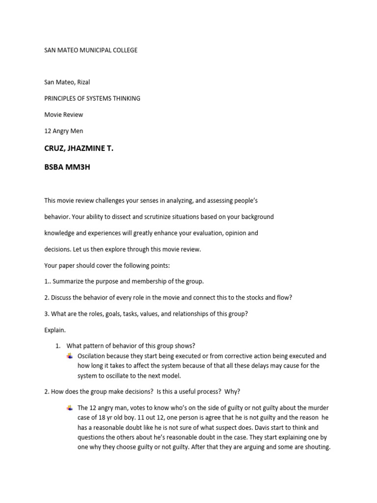 12 Angry Men: Systems Thinking Review | PDF | Thought | Cognitive ...