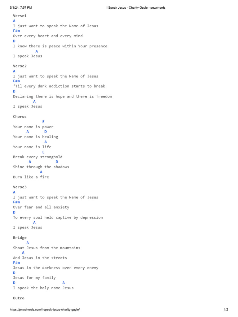 I Speak Jesus Charity Gayle A Pdf