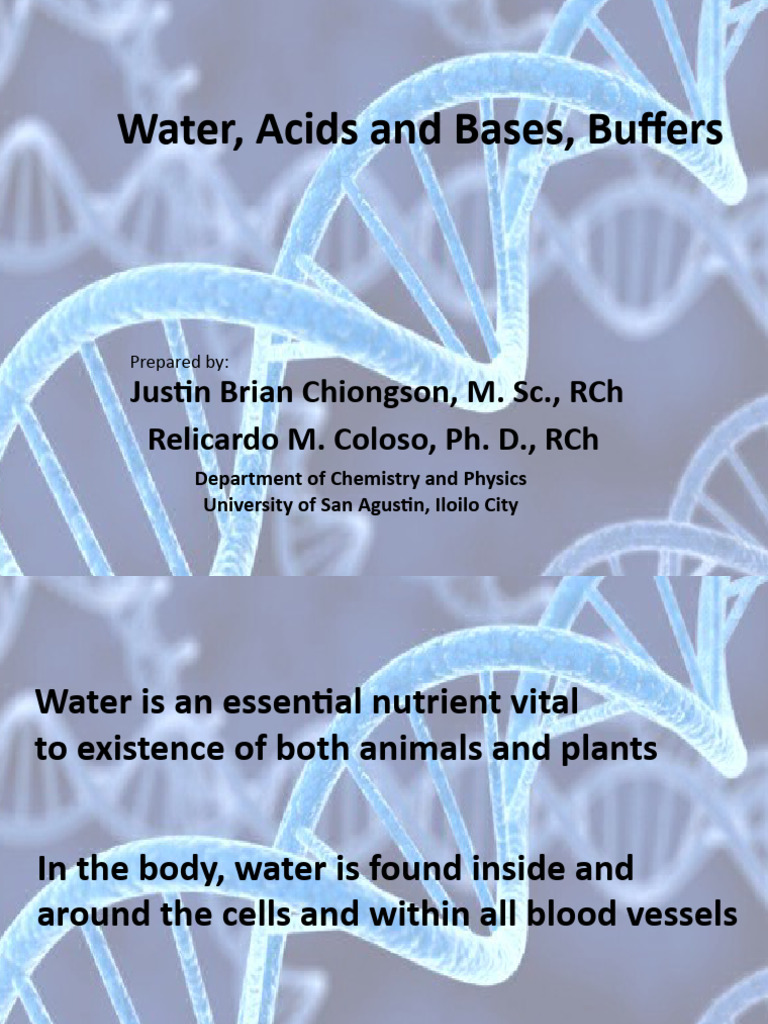 Water, Acids, Bases, and Buffers Guide | PDF | Chemical Polarity | Water