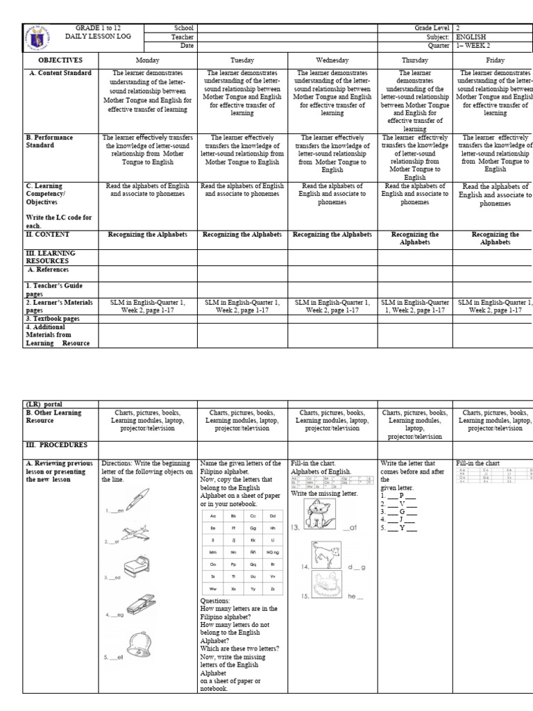 Q1-W2-ENGLISH | PDF | English Language | Alphabet
