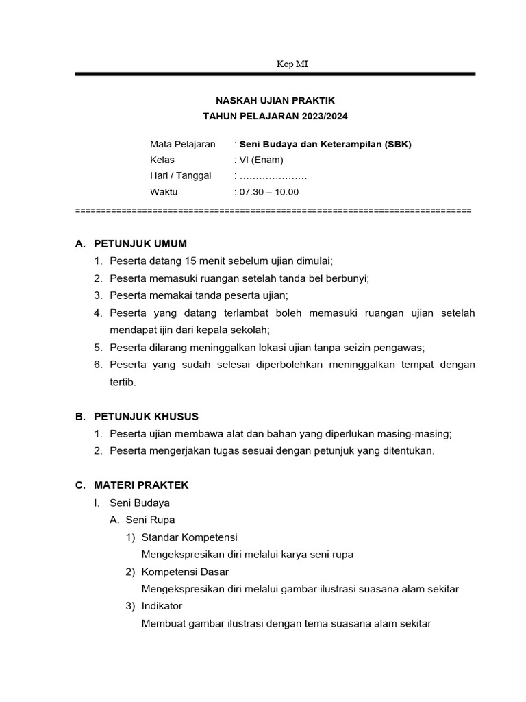 4.naskah Praktek SBK 2023 - 2024 | PDF