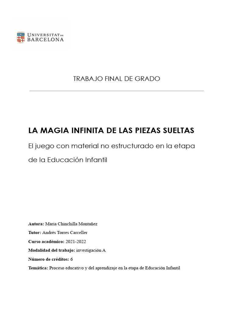 TFG Maria Chinchilla Montañez | PDF | Aprendizaje | Creatividad