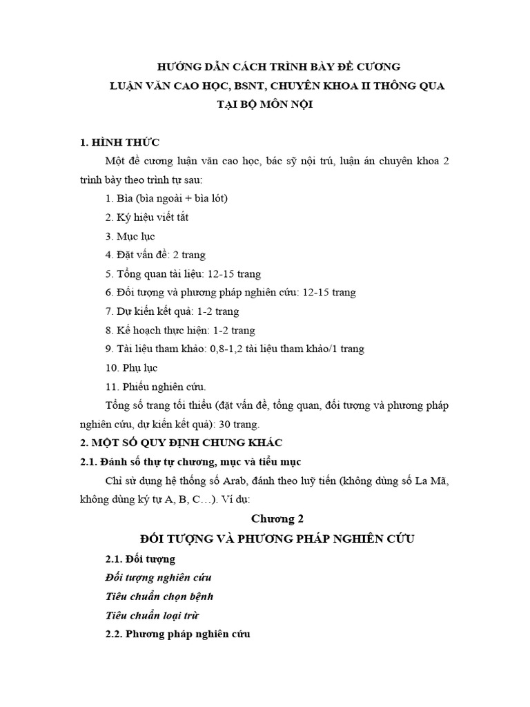 Huong Dan Trinh Bay de Cuong LV SDH | PDF