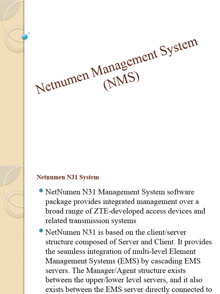 Netnumen Management System Presentation | PDF | Server (Computing) | Computer Network