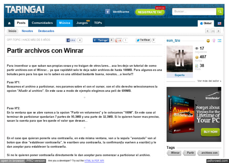 Como Partir Un Archivo Con Winrar | PDF | Software