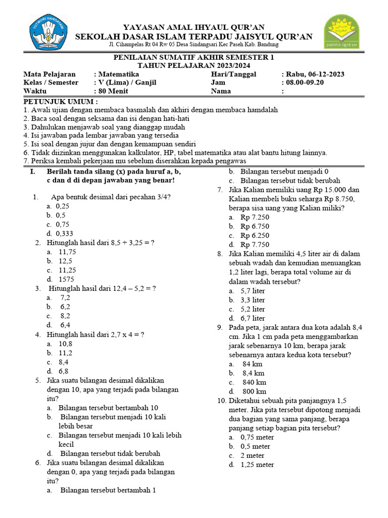 Sas MTK 5 Ganjil | PDF