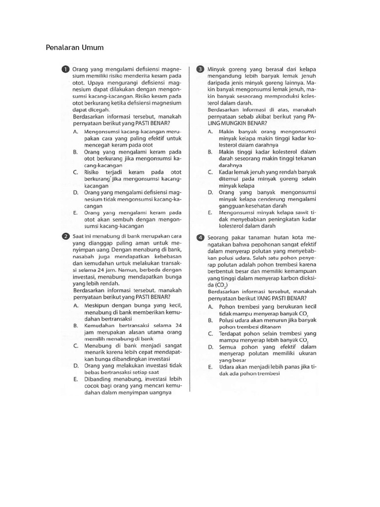 Soal Penalaran Umum 1 | PDF