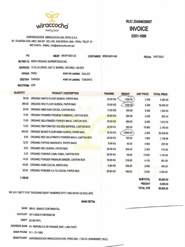 Invoice No. E001-1666 and Packing Slip | PDF