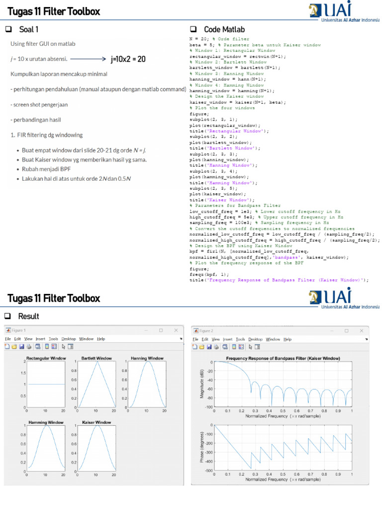 Tugas PR11 - Filter Dengan Toolboxr - Aji Mantoro - 0103521702 | PDF | Signal Processing ...