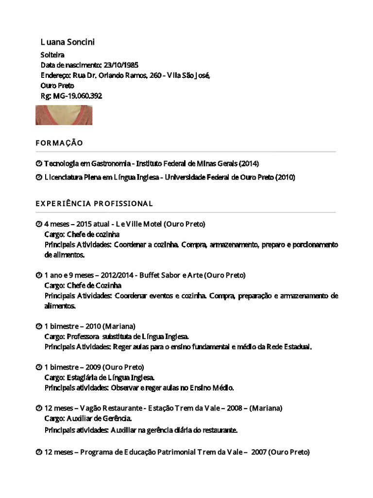 Curriculum Vitae - Luana Soncini | PDF