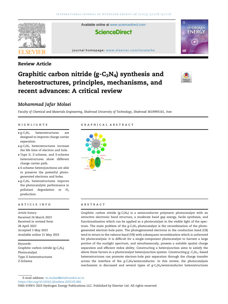 Graphitic Carbon Nitride (g-C3N4) Synthesis and Heterostructures, Principles, Mechanisms, and ...