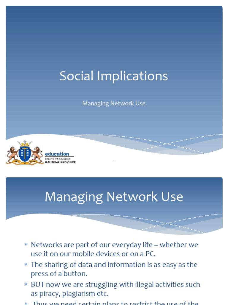 Lesson 1 Social Implications-Managing Network Use 2 | PDF | Computer Network | Computer Networking