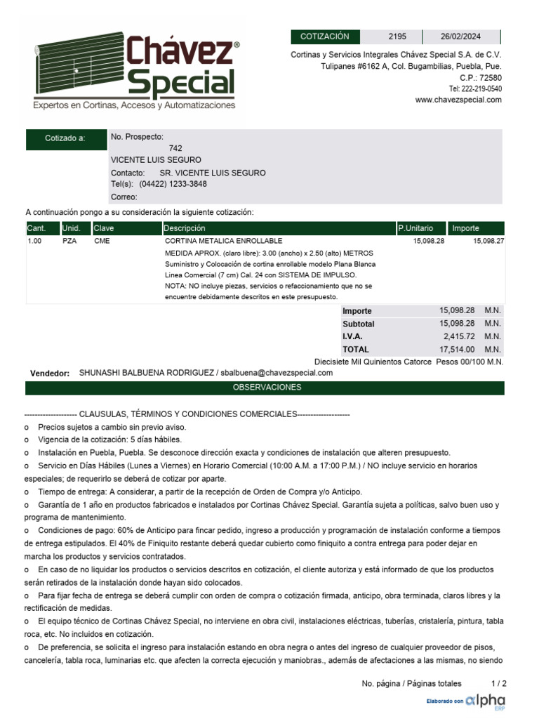 Cot. 2195 Vicente Luis | PDF | Business