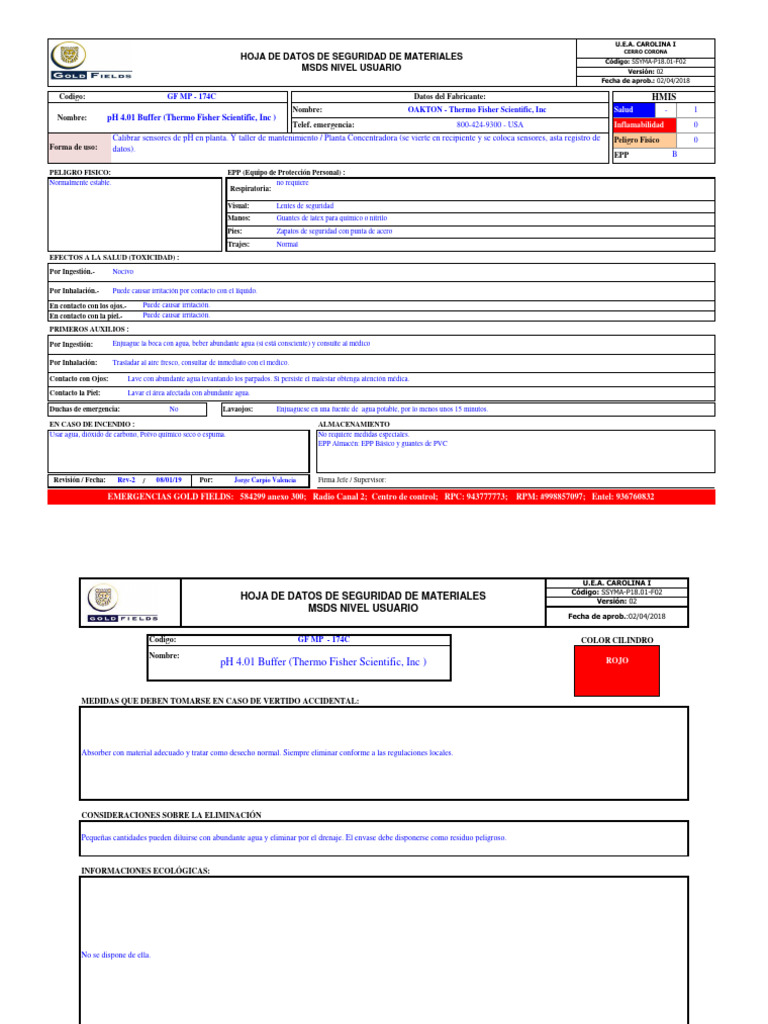 GF-MP - 174C - (PH 4.01 Buffer (Thermo Fisher Scientific Inc) ) | PDF ...