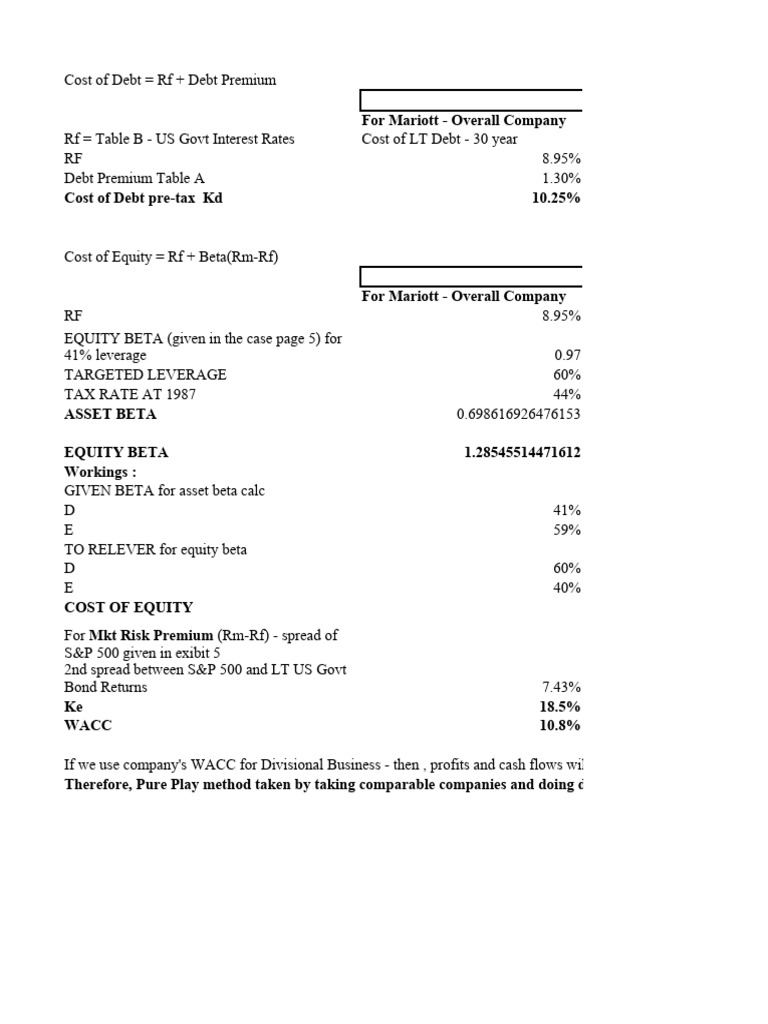 Mariott Corporation | PDF | Cost Of Capital | Debt