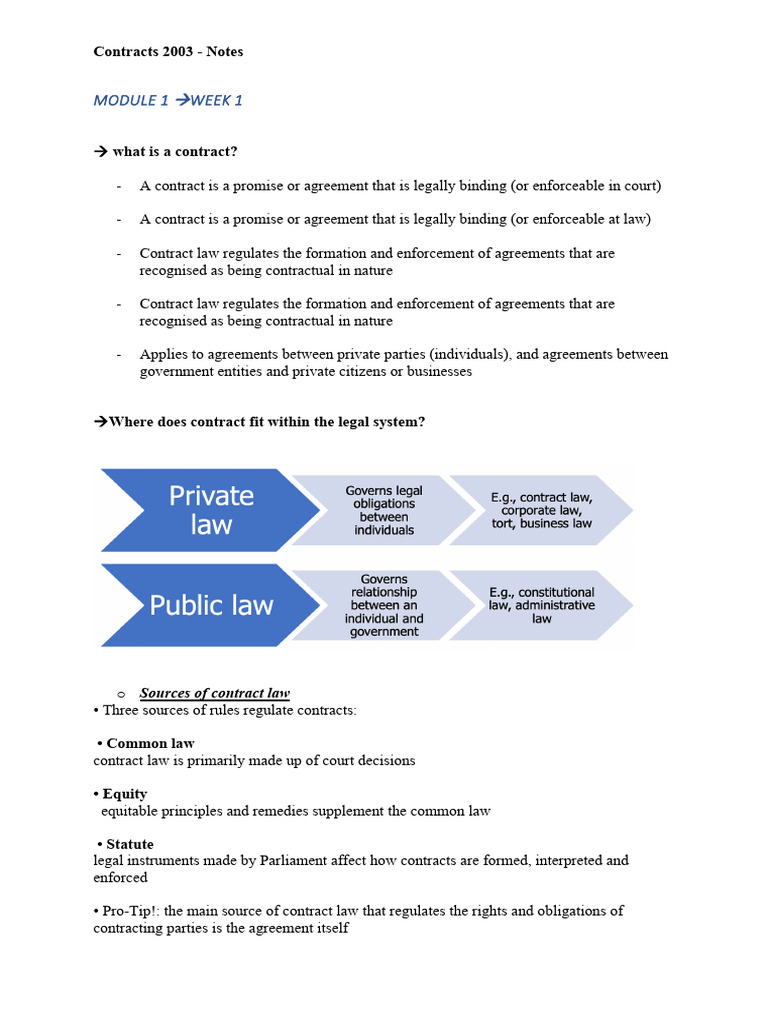 Microsoft Word - Contracts Notes | PDF | Equity (Law) | Tort