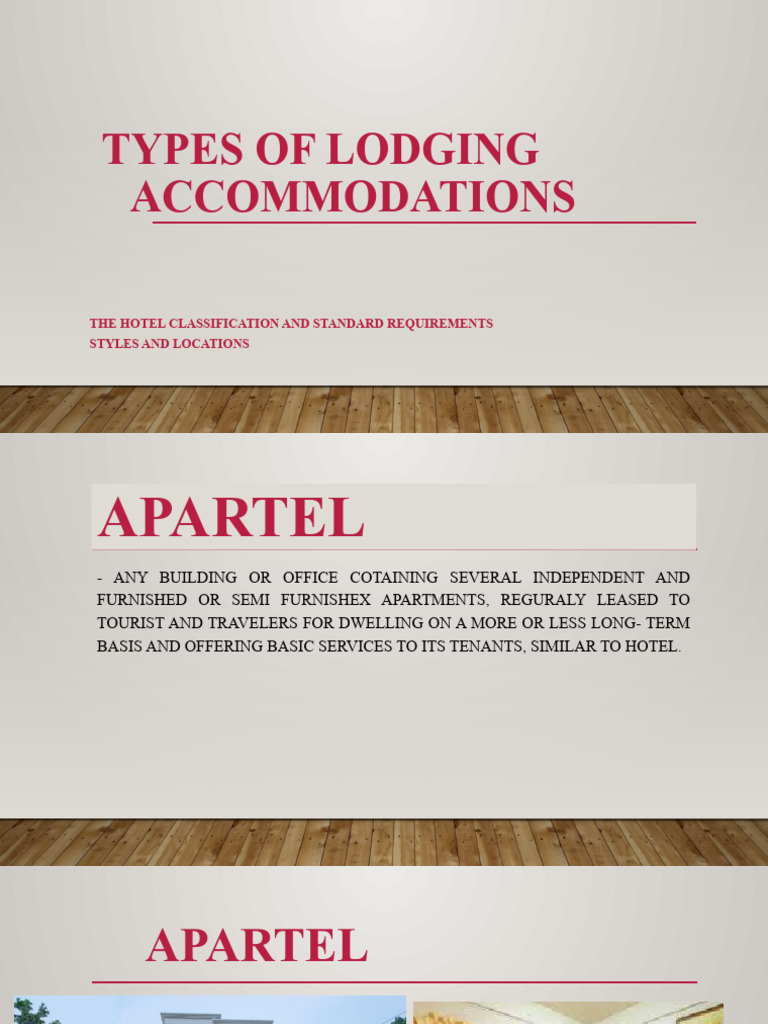 Lodging Accommodation Types Guide | PDF | Hotel | Hostel