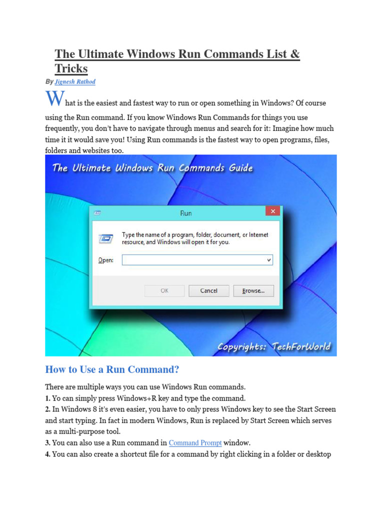Windows Commands TechForWorld | Download Free PDF | Computer File ...