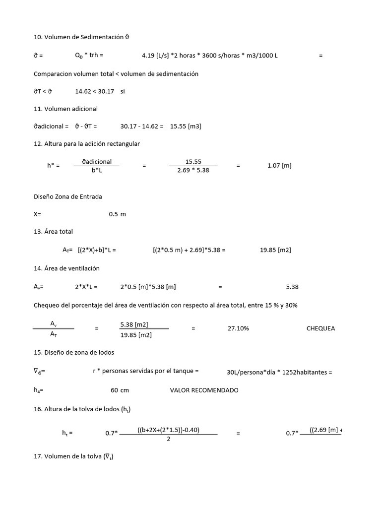 04 tanque imhoff calculo tanque 2 | PDF
