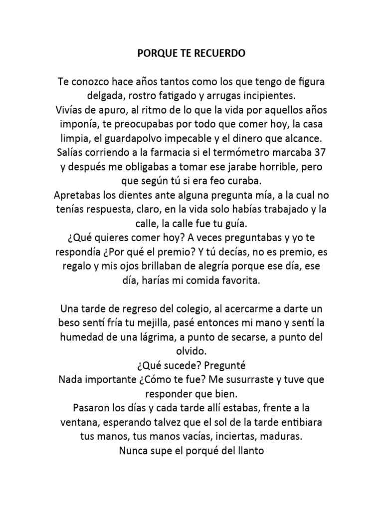 Porque Te Recuerdo | PDF | Cocina, comidas y vino | Poesía