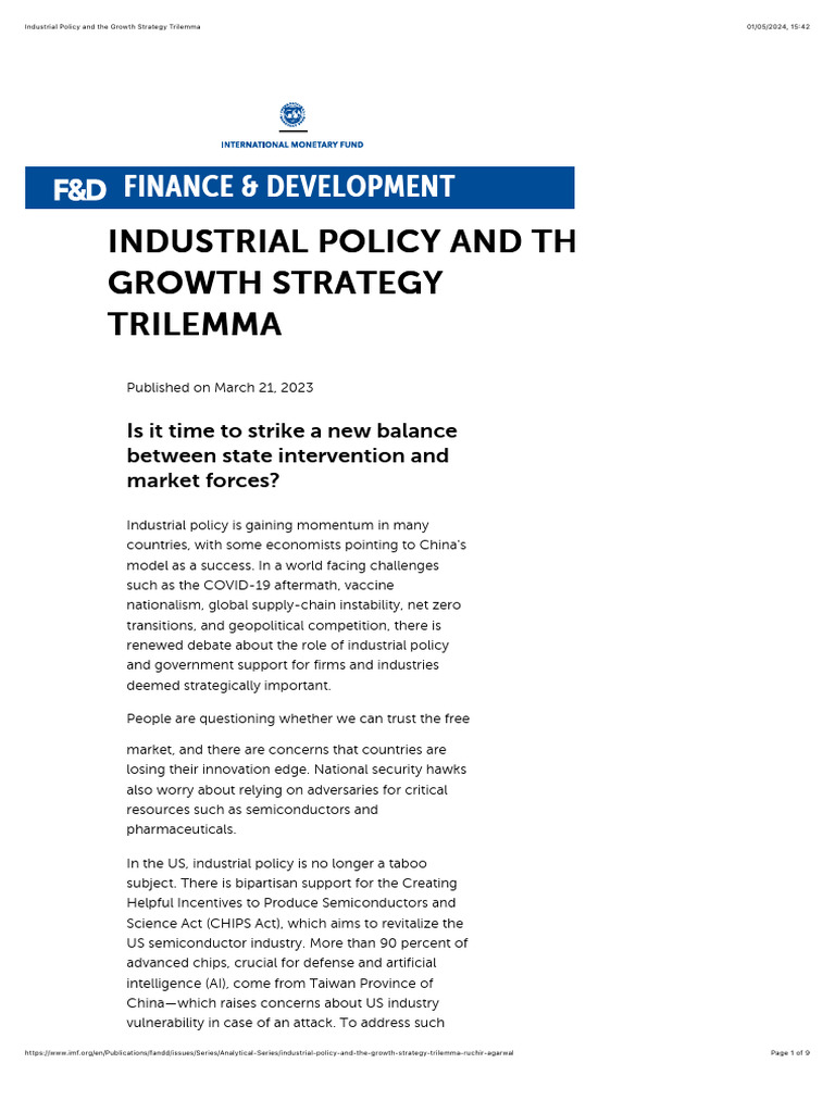 Industrial Policy and The Growth Strategy Trilemma | PDF | Industrial ...