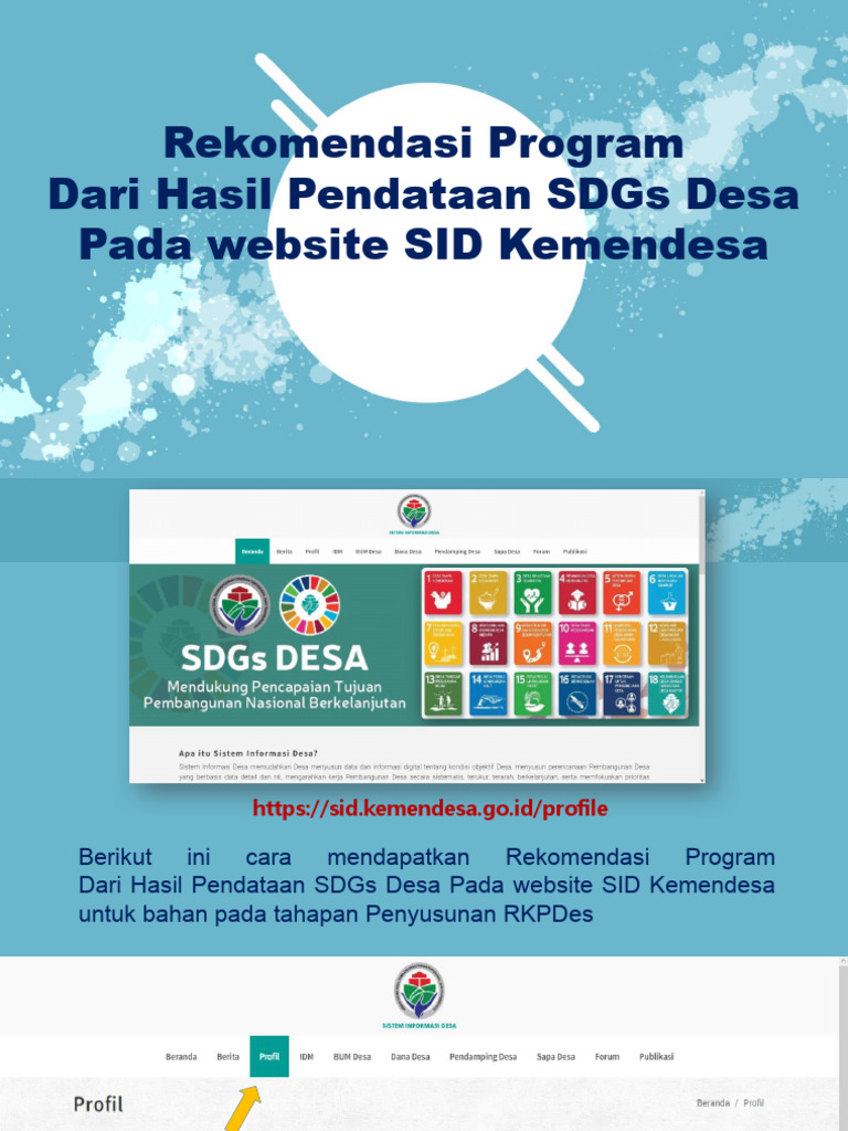 Rekomendasi Program SDGs Desa Di SID Kemendesa | PDF