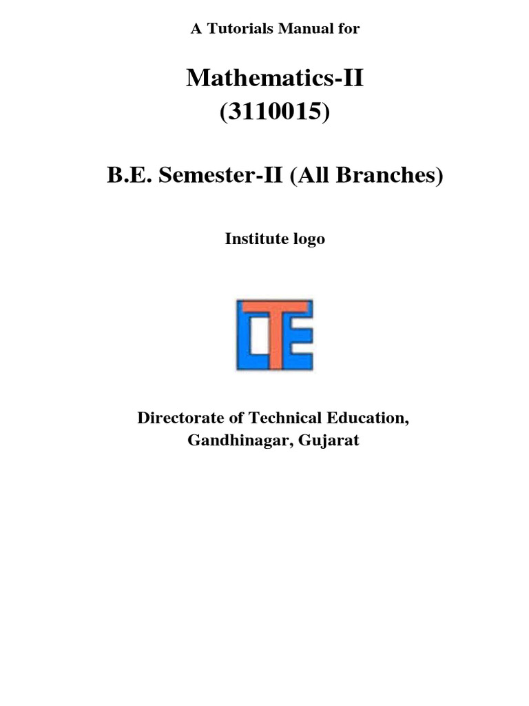 BE 3130015 Mathematics-II Tutorial 2023 24 Gtu | PDF | Ordinary Differential Equation | Laplace ...