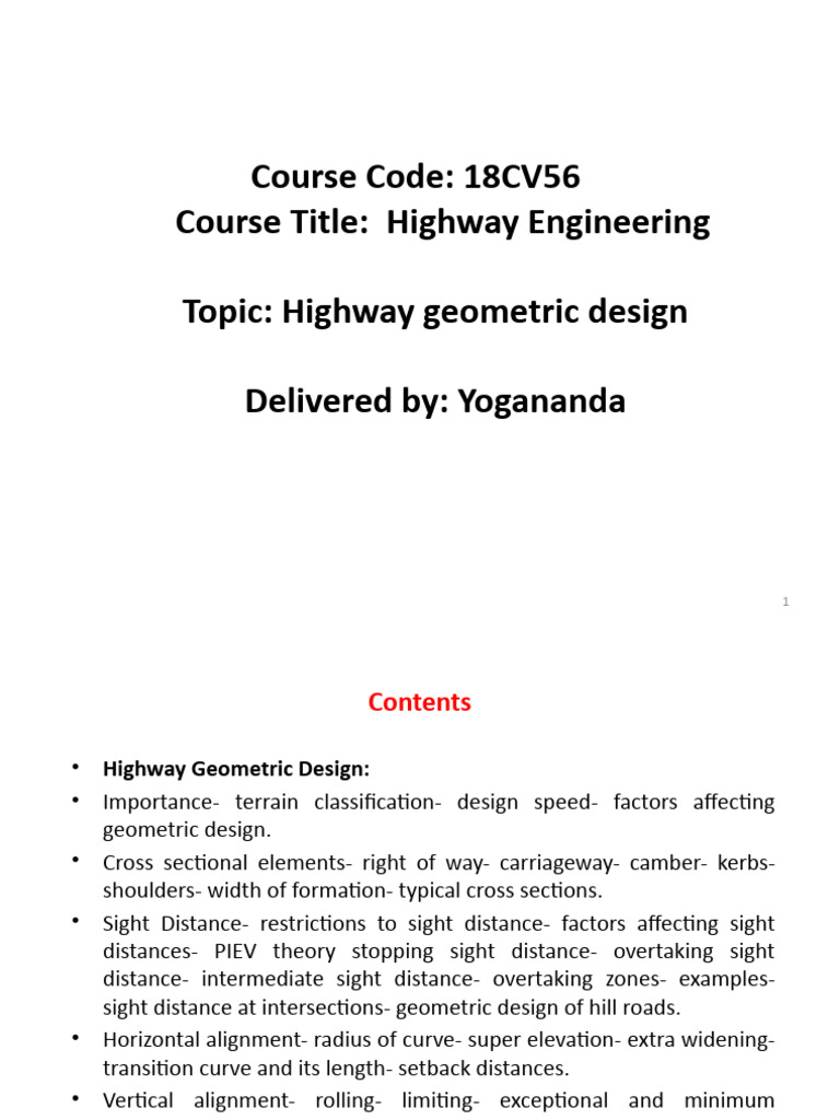 Highway Geometric Design - Cross Section Elements | Download Free PDF ...
