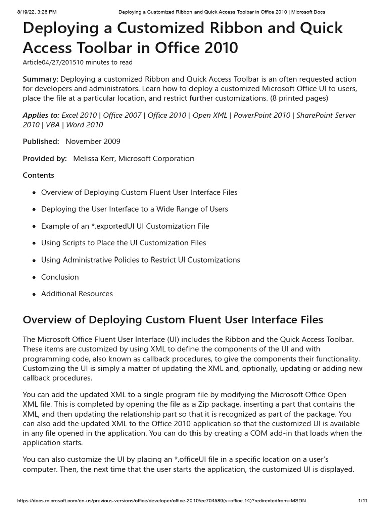 Deploying a Customized Ribbon and Quick Access Toolbar in Office 2010 ... Deploying a Customized Ribbon and Quick Access Toolbar in Office 2010 ...
