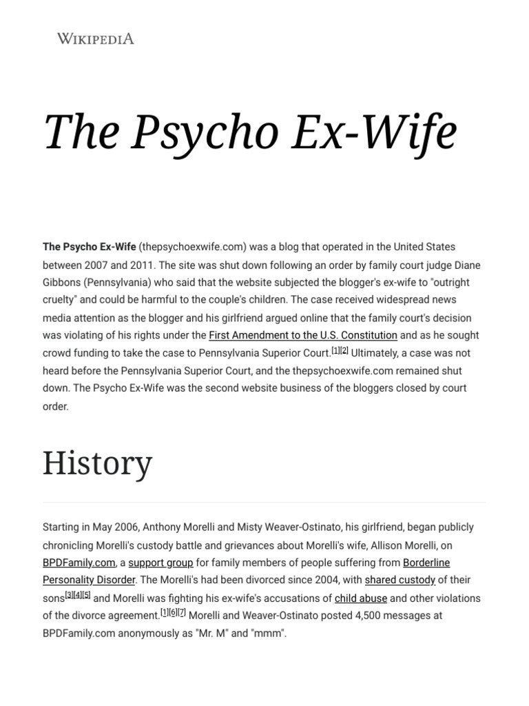 The Psycho Ex-Wife Blog Controversy | PDF