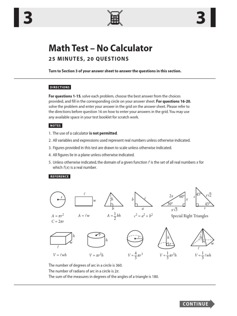 Sat Practice Test 3 | PDF | Fahrenheit | Equations