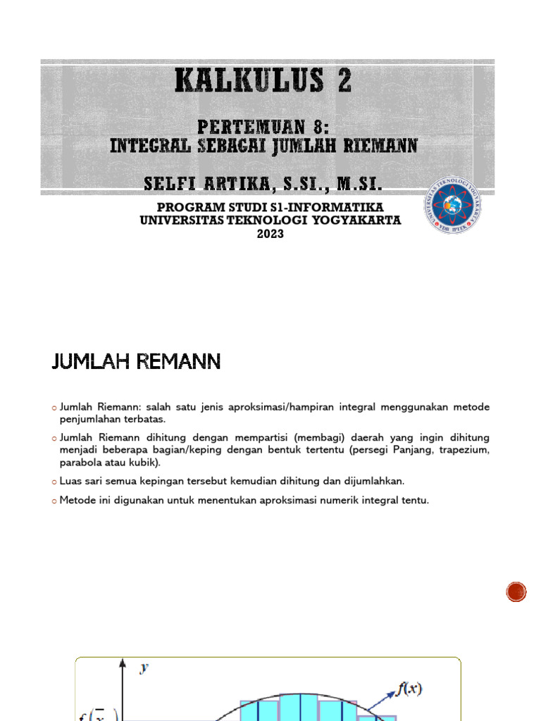 P8 - Kalkulus 2 - Integral Sebagai Jumlah Riemann | PDF