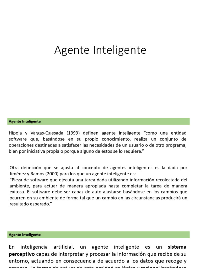 Definición y Tipos de Agentes Inteligentes | PDF | Internet Bot ...