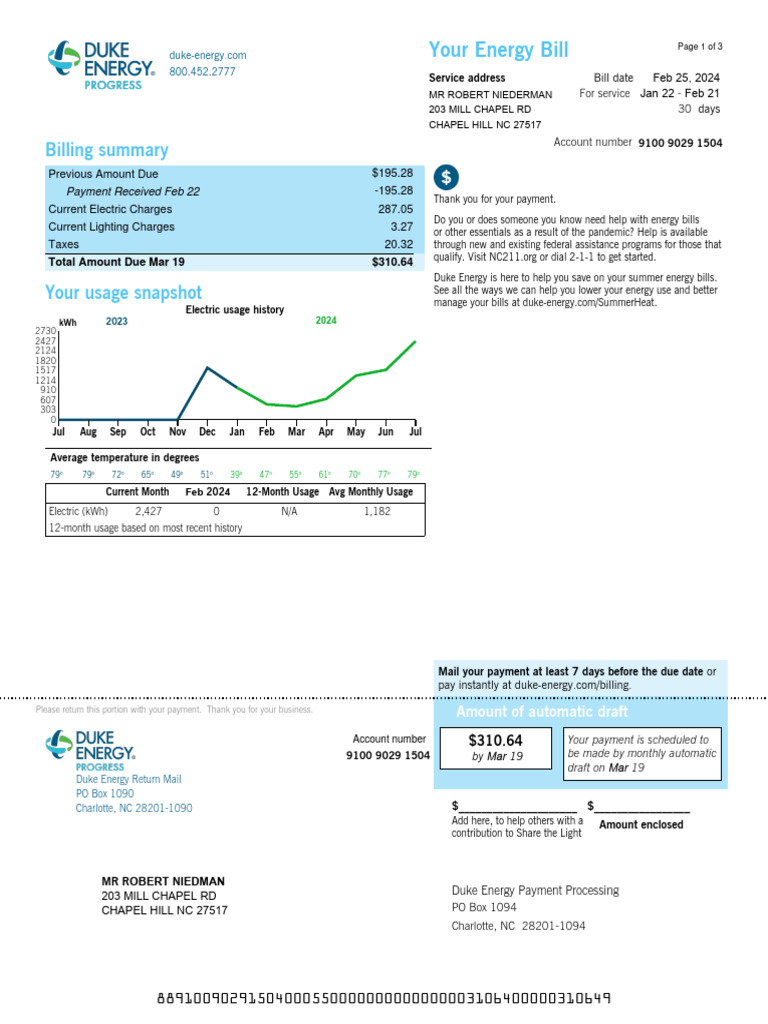 MR Robert N Duke Energy Bill | PDF