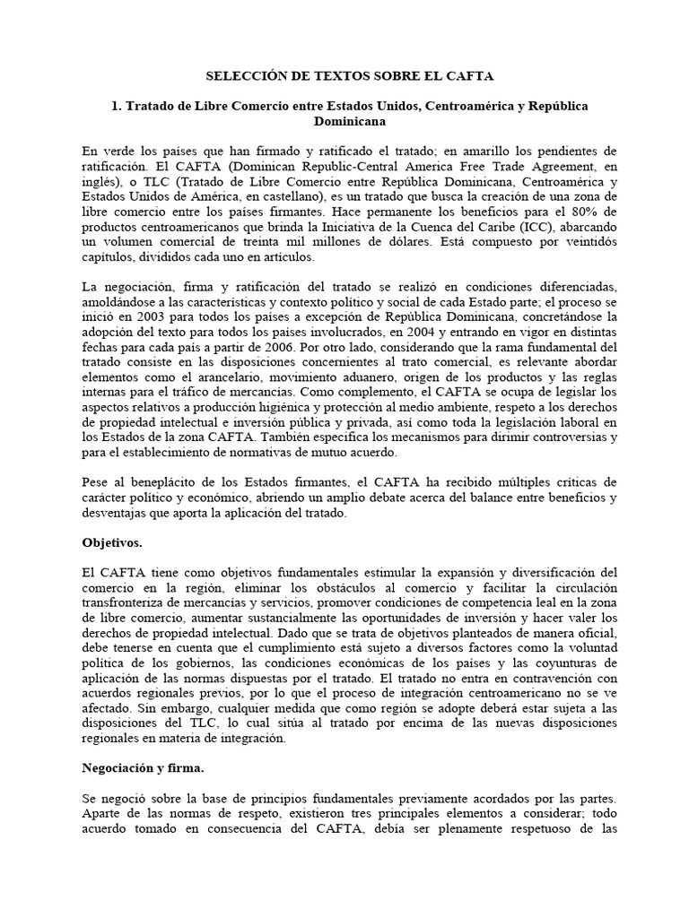 Qué Es El CAFTA | Descargar gratis PDF | Economias