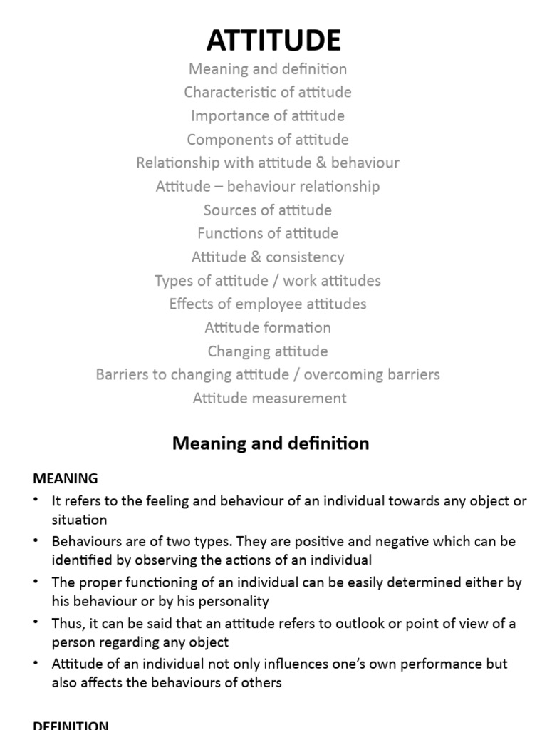 UNIT ATTITUDE | PDF | Attitude (Psychology) | Behavior