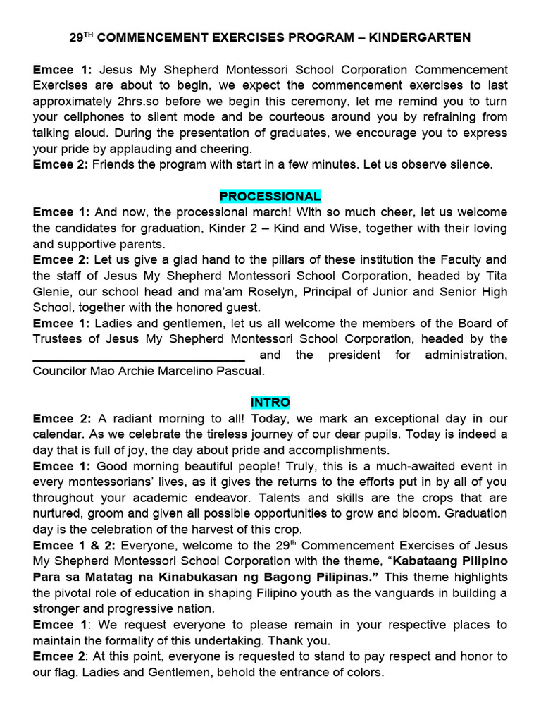 29th Commencement Exercises Program | PDF | Gratitude