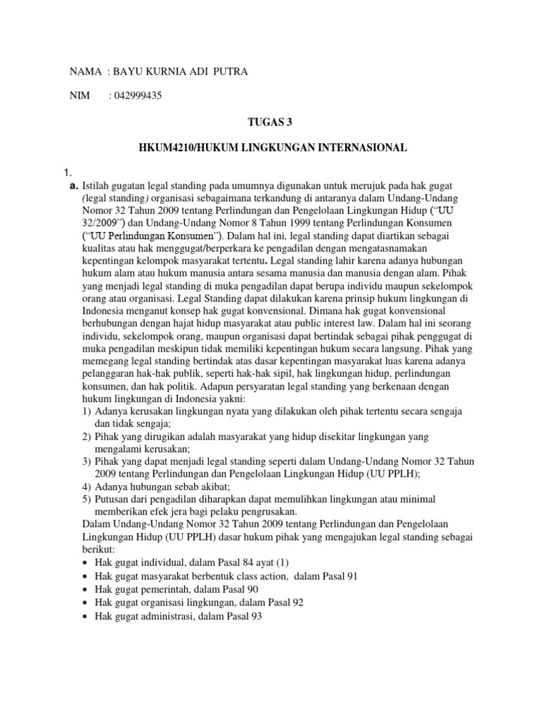 Tugas 3 Hukum Lingkungan | PDF