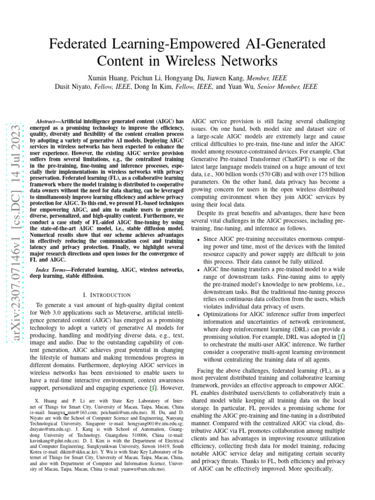 Federated Learning-Empowered AI-Generated Content in Wireless Networks | Download Free PDF ...