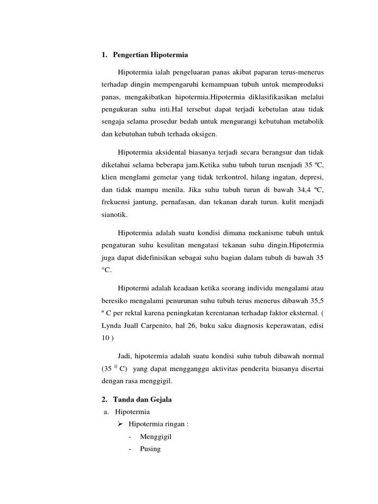LAPORAN - PENDAHULUAN - Hipotermia ASNA | PDF