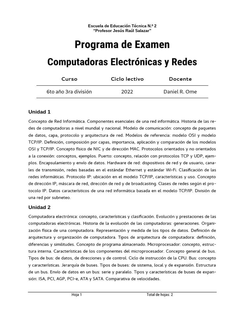 2022 Computadoras Electrónicas y Redes | PDF | Red de computadoras ...