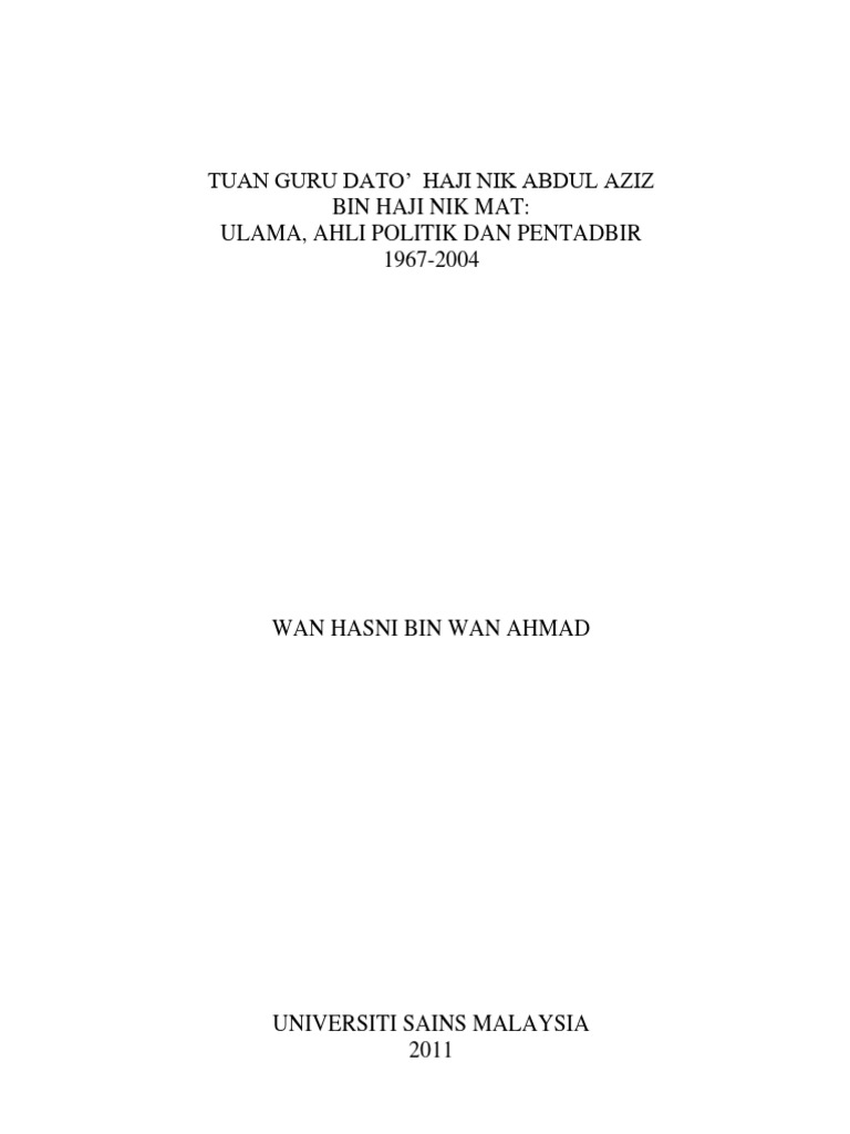 Nik Aziz Nik Mat - WAN - HASNI - WAN - AHMAD | PDF