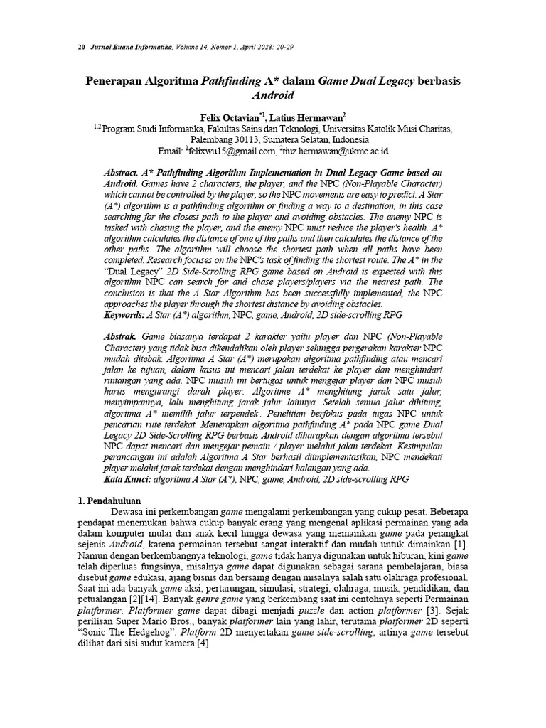 Penerapan Algoritma Pathfinding A Dalam Game Dual Legacy Berbasis | PDF | Game & Aktivitas