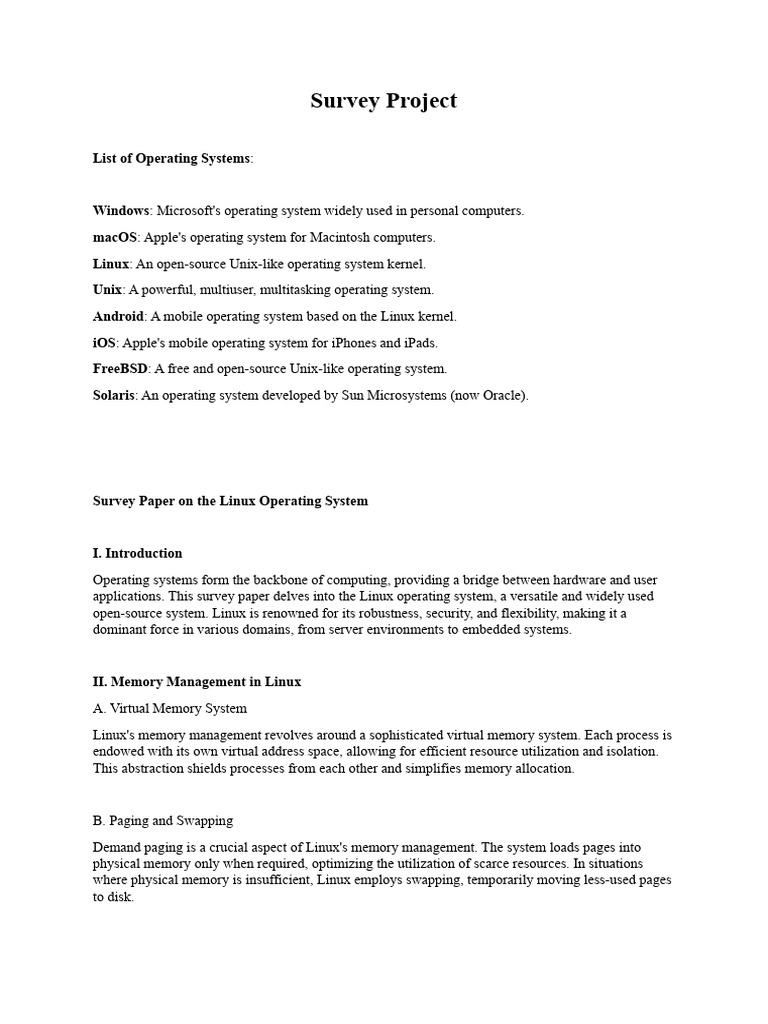 Linux Operating System Survey Overview | PDF | Operating System ...