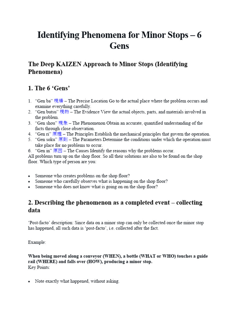 Identifying Phenomena For Minor Stops | PDF | Causality | Cognitive Science