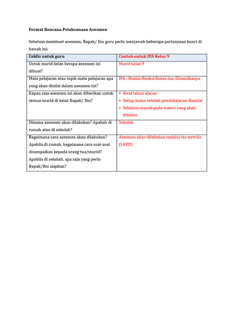 Format Asesmen Diagnostik Kognitif Kelas 9 | PDF