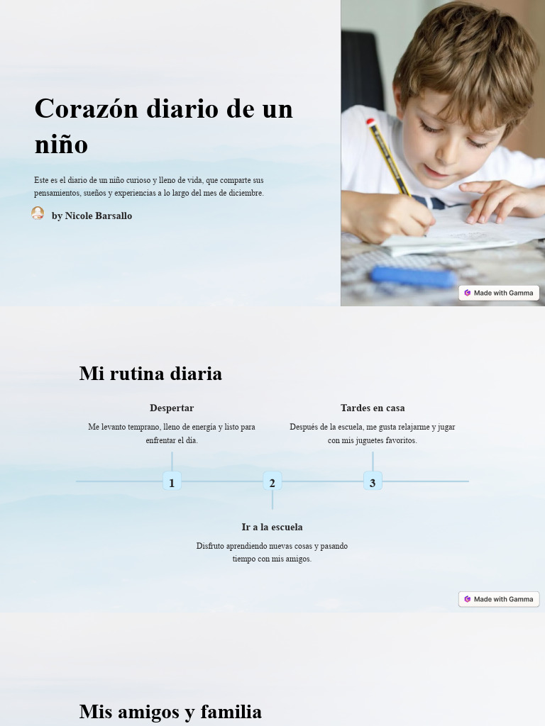 Diario de un Niño: Rutinas y Sueños | PDF