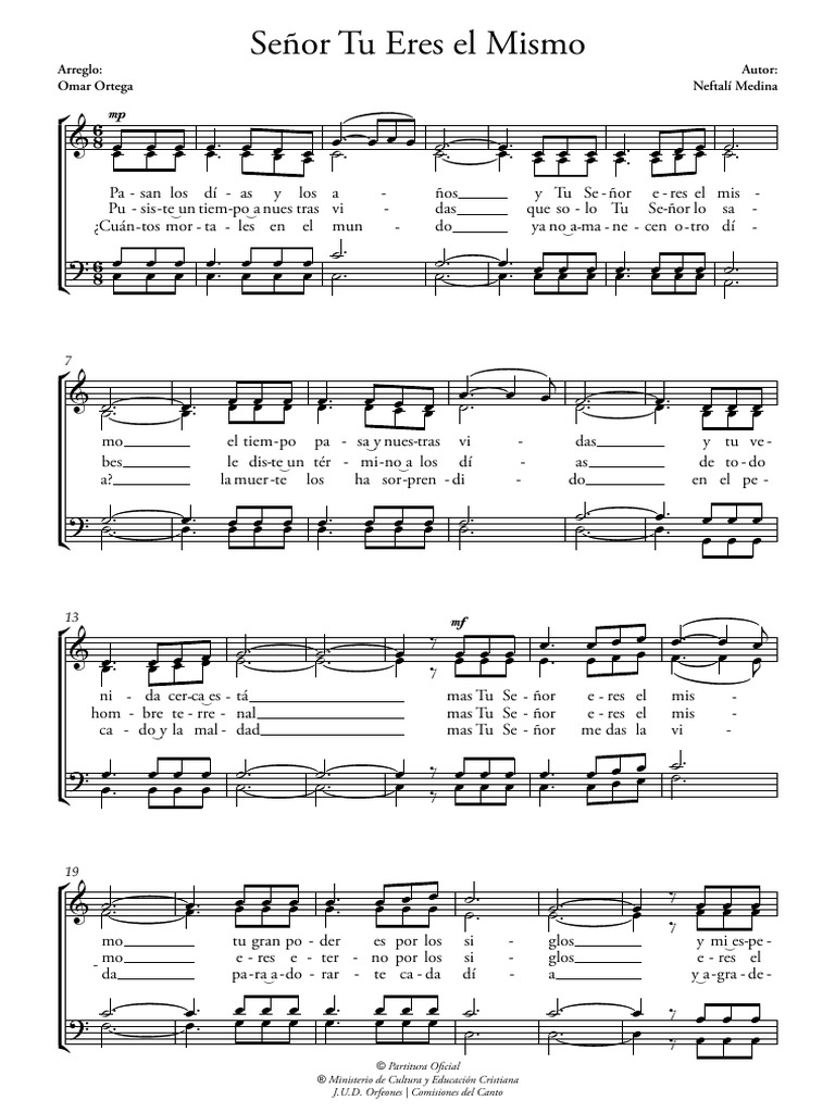 Señor Tu Eres El Mismo | PDF