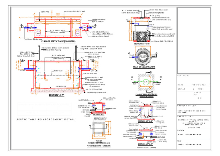 SEPTIC TANK, SOAK PIT, MANHOLE, IC DETAILS Reinforcement-Model ...
